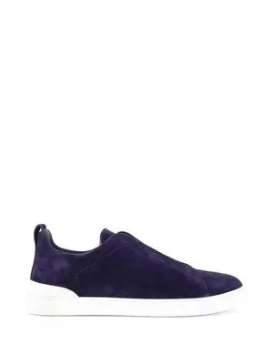 Zegna Triple Stitch Low-top Suede Sneakers - Purple