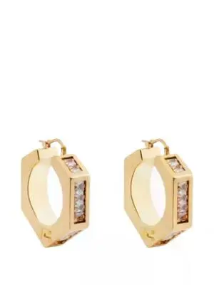 Elisabetta Franchi Hexagonal Stone Hoop Earrings
