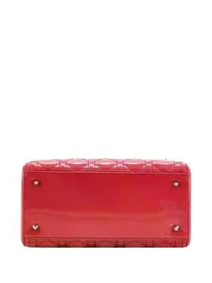 Dior Lady Cannage Quilt Patent Medium Satchel - Pink