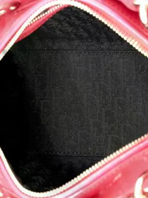 Dior Lady Cannage Quilt Patent Medium Satchel - Pink