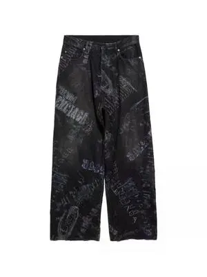 Balenciaga Print Cotton Trousers - Black