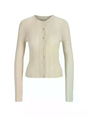 Vince Ribbed Buttoned Cardigan - Neutrals