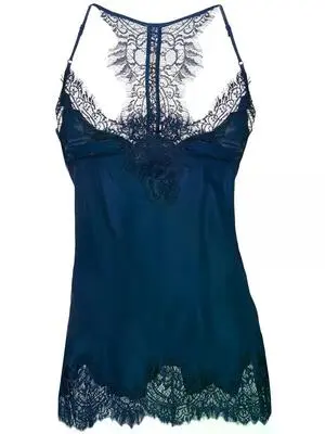 Gold Hawk Lace Trim Slip Top - Blue
