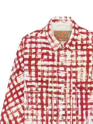 DENIM TEARS Plaid Trucker Jacket - Red