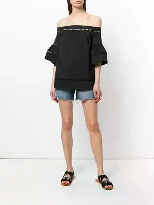 Michael Kors Embroidered Off-shoulder Top