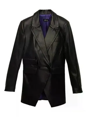 AME.M Double-breasted Leather Jacket - Black