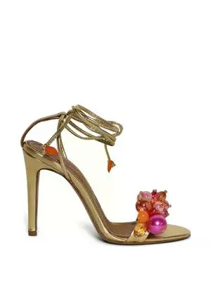 ALAMEDA TURQUESA Open-toe Beaded-tie Sandals - Gold