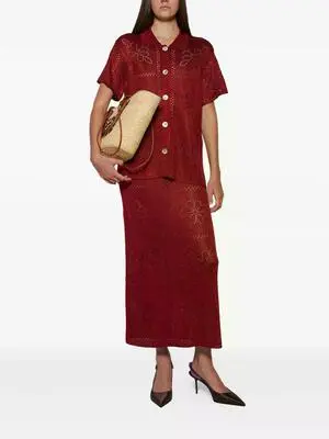 Calle Del Mar Floral Tile Midi Skirt