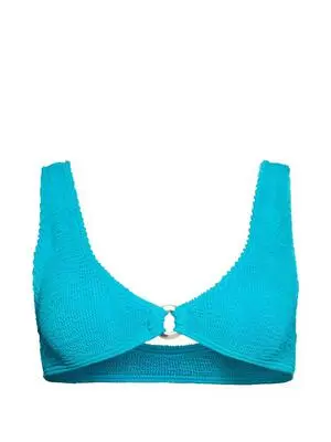 Bond Eye Ring-detail Textured Bikini Top - Blue