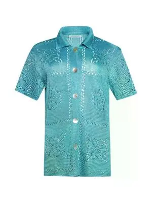 Calle Del Mar Floral Tile Short-sleeve Shirt - Blue