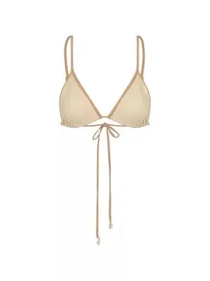 Johanna Ortiz Trimmed Tie Bikini Top - Neutrals