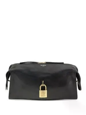 Balmain Padlock-detail Clutch Bag - Black