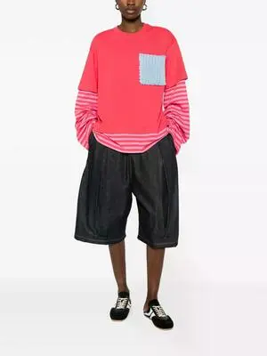 CHARLES JEFFREY Striped-sleeve T-shirt