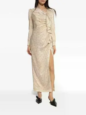 Alessandra Rich Ruffled Evening Dress - Neutrals