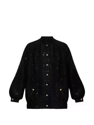 Alessandra Rich Sequin Button Jacket - Black