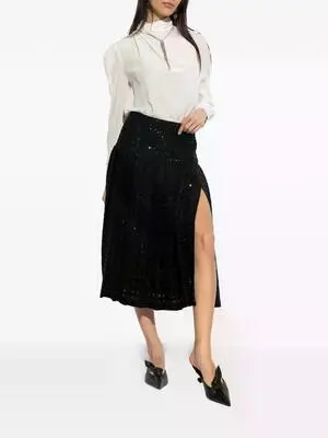 Alessandra Rich Sequin Embellished Slit Skirt