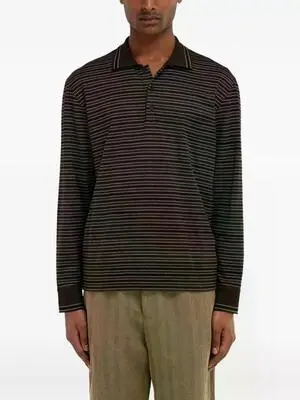 FERRAGAMO Long Sleeve Striped Polo Shirt