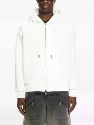 Off-White Royal Team Embroidery Hooded Leather Jacket - White