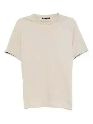 Michael Kors Logo-embroidered Cotton T-shirt - Neutrals