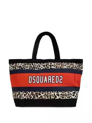 Dsquared2 Leopard-print Striped Tote Bag - Black