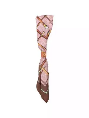 Drole De Monsieur Buckle Print Silk Scarf - Pink