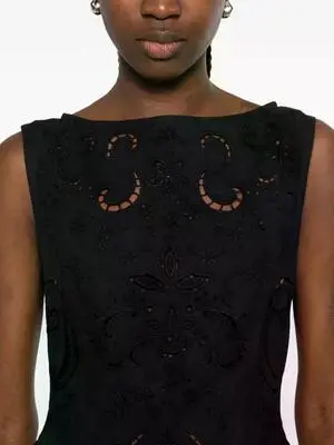 Stine Goya Floral-embroidered Midi Dress - Black