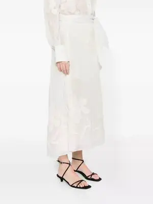 FORTE_FORTE Floral Tie Detail Skirt - Neutrals