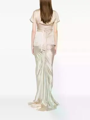 Rick Owens Tie-waist V-neck Blouse - Neutrals