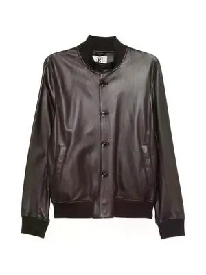 Kiton Buttoned Leather Jacket - Brown
