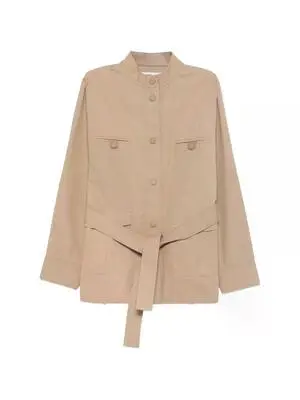 YVES SALOMON Button-up Belted Coat - Brown