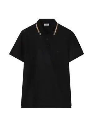 Burberry Check-trim Cotton Polo Shirt - Black