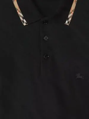 Burberry Check-trim Cotton Polo Shirt - Black