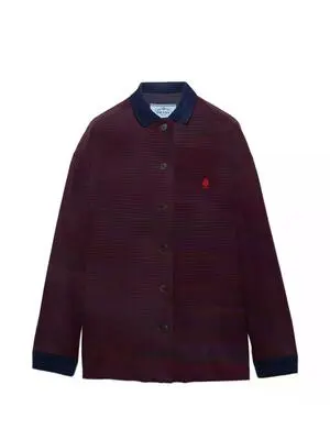 Prada Piqué Blouson Jacket With Contrasting Collar And Embroidered Logo - Red