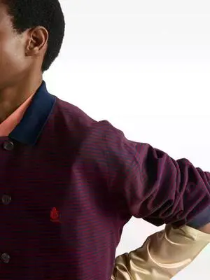 Prada Piqué Blouson Jacket With Contrasting Collar And Embroidered Logo - Red