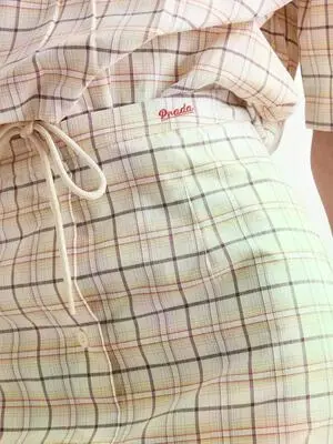 Prada Checked Cotton Poplin Pencil Skirt