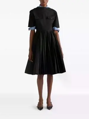 Prada Cotton Poplin Shirt With Classic Collar And Pockets - Blue