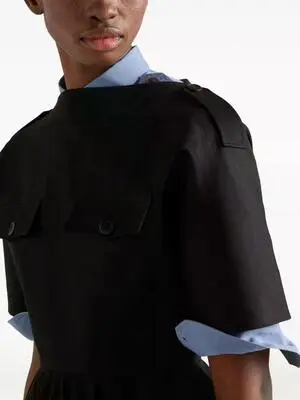 Prada Cotton Poplin Shirt With Classic Collar And Pockets - Blue