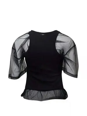 YCH Mesh-layered Blouse - Black