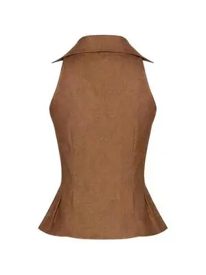 HEVRON Sloan Collared Vest - Brown