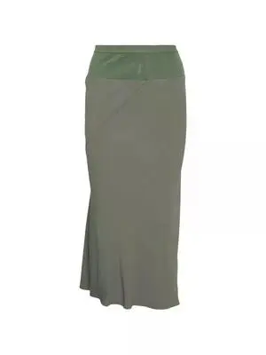 Rick Owens Midi Skirt With Ribbed Waist - Grey