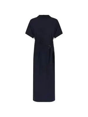 Brunello Cucinelli Short-sleeve Belted Midi Dress