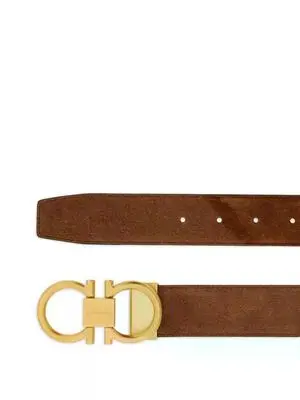 FERRAGAMO Adjustable Gancini Suede Belt