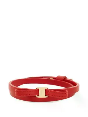 FERRAGAMO Mini Bow Leather Bracelet - Red