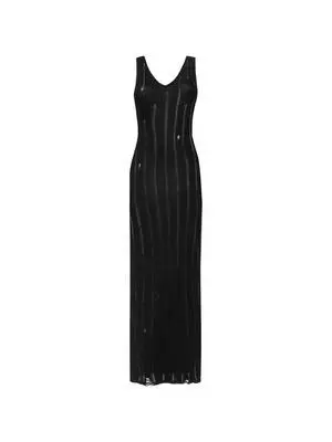 LANEUS V-neck Maxi Dress - Black