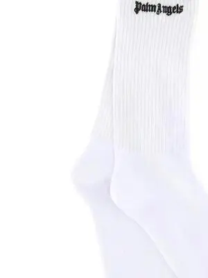 Palm Angels Logo-embroidered Ribbed Socks