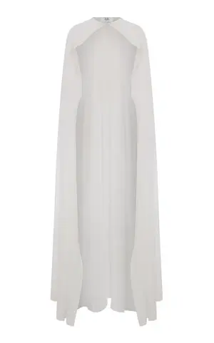 Ila Yulia Embroidered Collar Cape - White