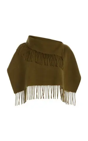 BY MALENE BIRGER Turtla Fringed Wool Scarf Olive