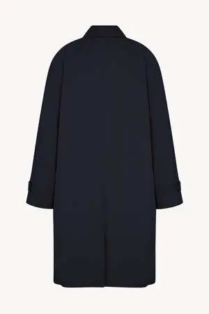 THE ROW Dayton Relaxed Wool Gabardine Coat - Dark Navy