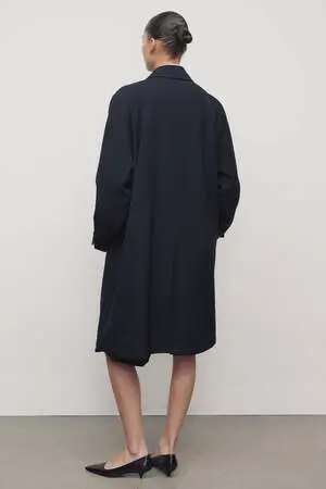 THE ROW Dayton Relaxed Wool Gabardine Coat - Dark Navy