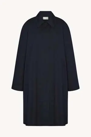 THE ROW Dayton Relaxed Wool Gabardine Coat - Dark Navy